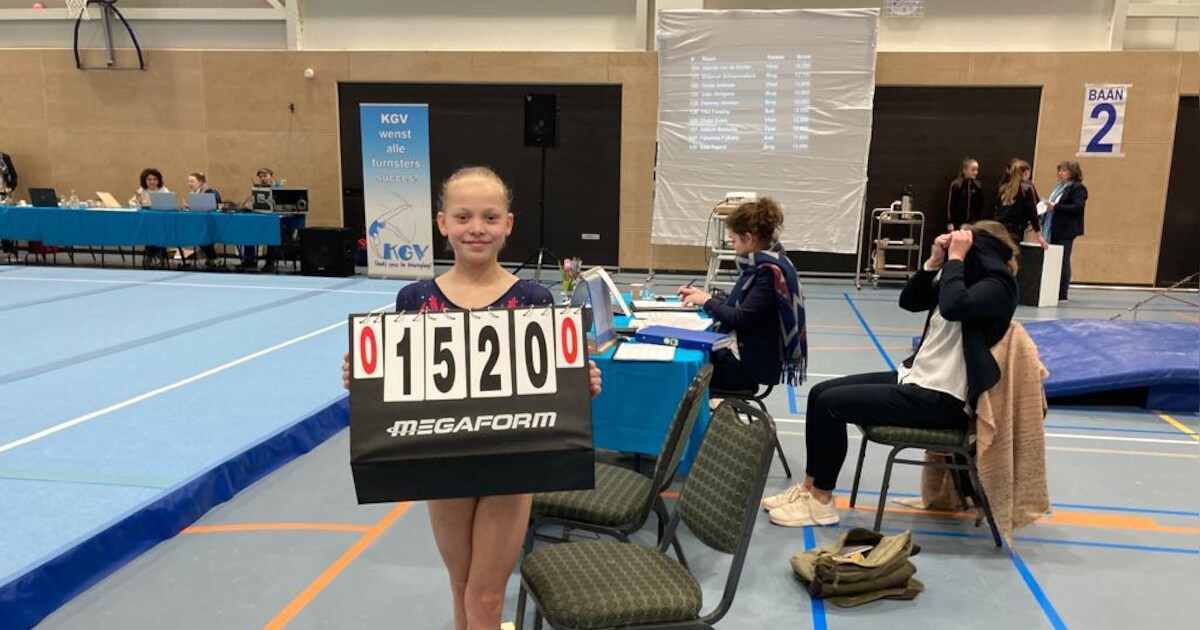 Turnster Jasmijn van de Gruiter haalt uitzonderlijke hoge score bij ...