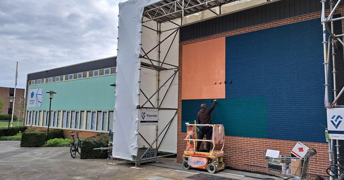 Servische kunstenaar maakt metershoge mural op het Lodewijk College ...