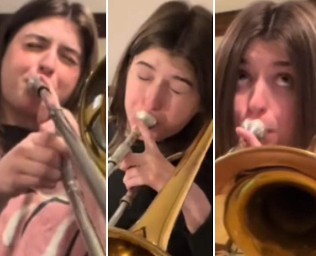 Miljoenen views voor vrouw die bekende liedjes naspeelt op trombone ...