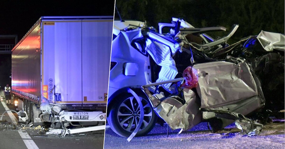 Eén gewonde nadat vrachtwagen, bus en auto botsen op E19 bij Sint-Job ...