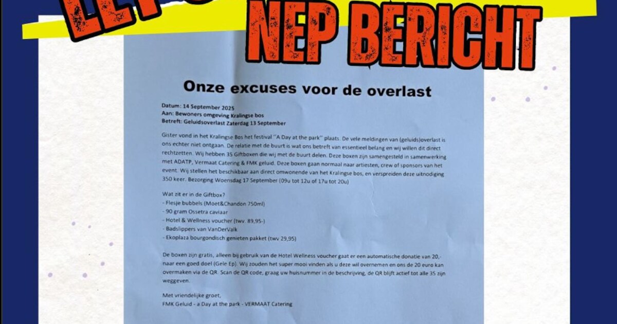 Oplichters beloven cadeaupakket voor kleine vergoeding aan bewoners ...