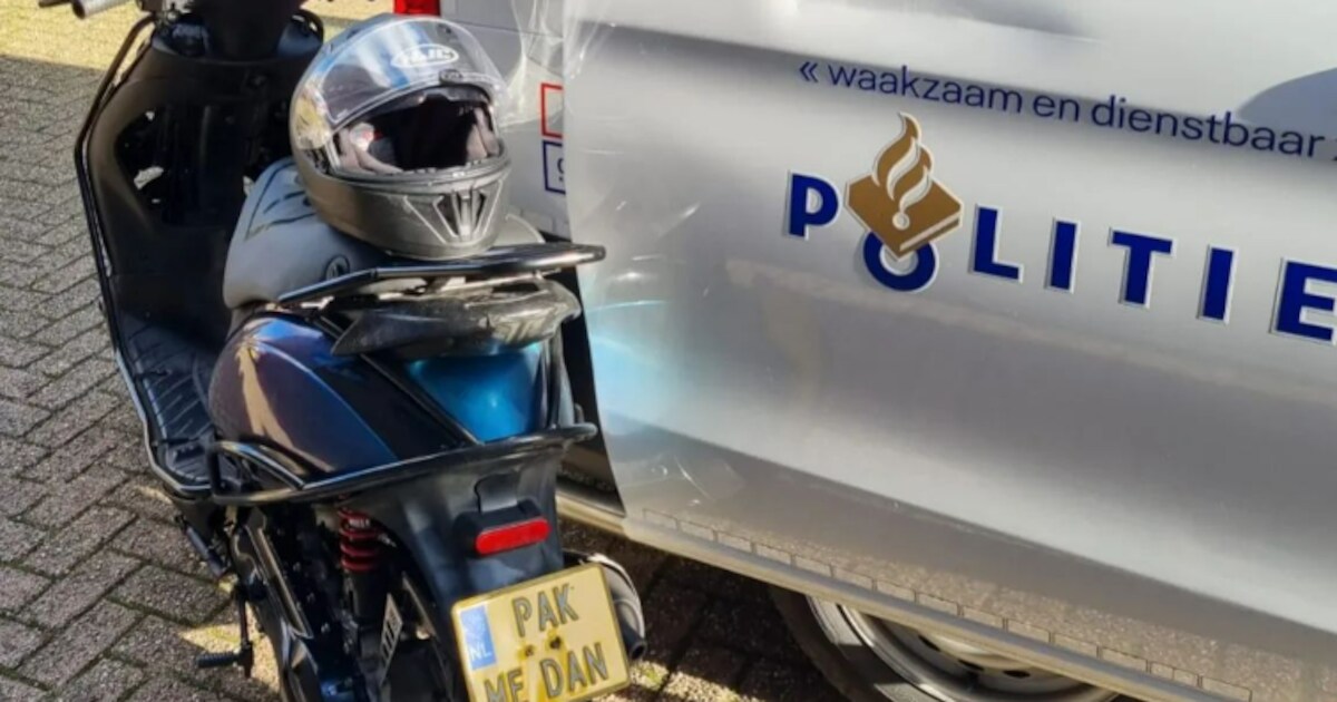Bromfietser (19) met 'pak me dan' op kentekenplaat gearresteerd na ...